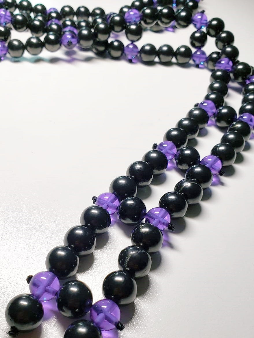 Shungite with Violet Andara Crystal Spinal Mat